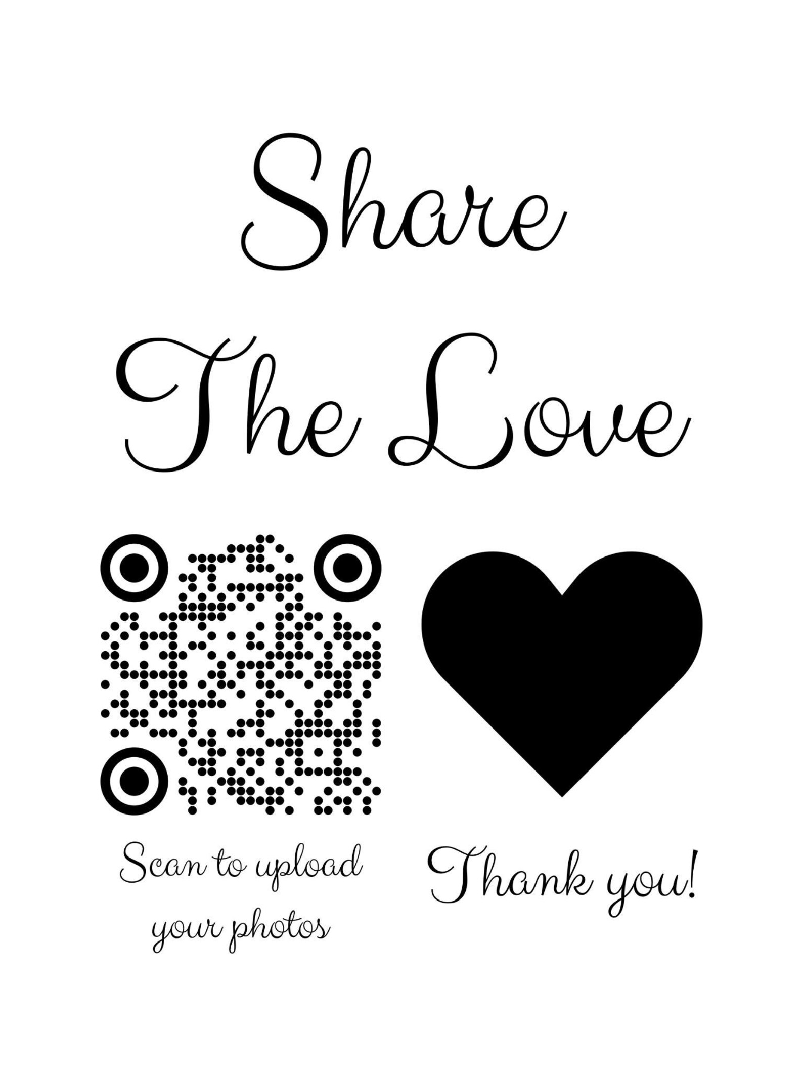 Share the Love - Customizable QR Code Template for Wedding Photos, Scan ...