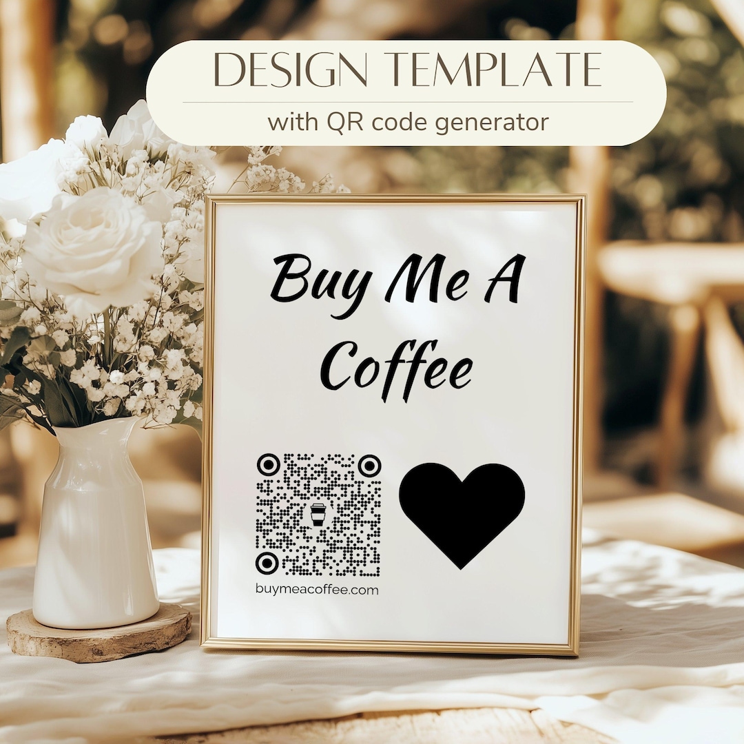 Buy Me A Coffee QR Code Sign - Personalized Custom Design for Coffee ...