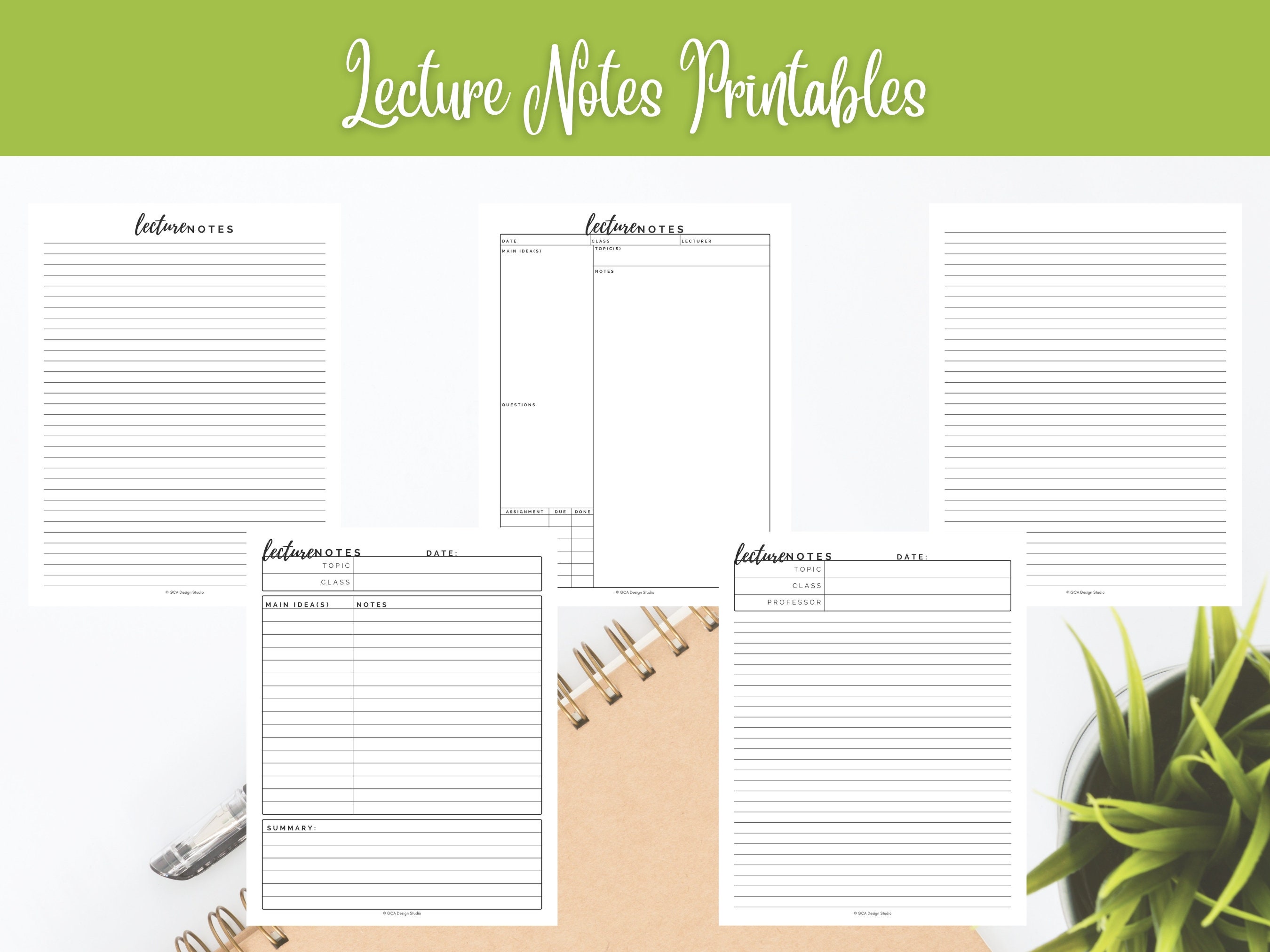 Student Note Taking Printables Bundle, Lecture Notes, Notebook Pages - Etsy