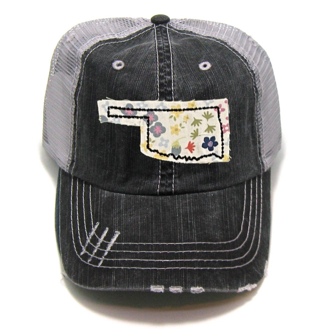 Custom Oklahoma Low Profile Trucker Hat: Distressed State Applique - Etsy