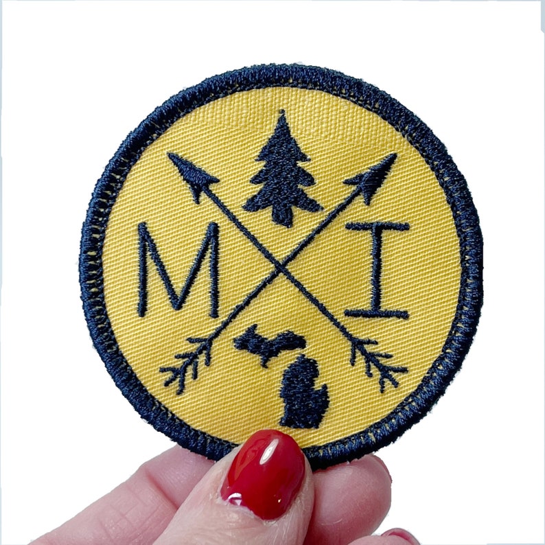 Iron-on Embroidered State Patch - Navy Blue and Yellow for Trucker Hats ...