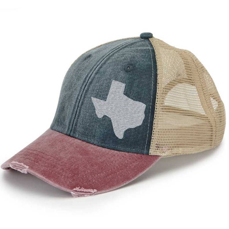 Texas Hat Distressed Snapback Trucker Hat Off-center State - Etsy