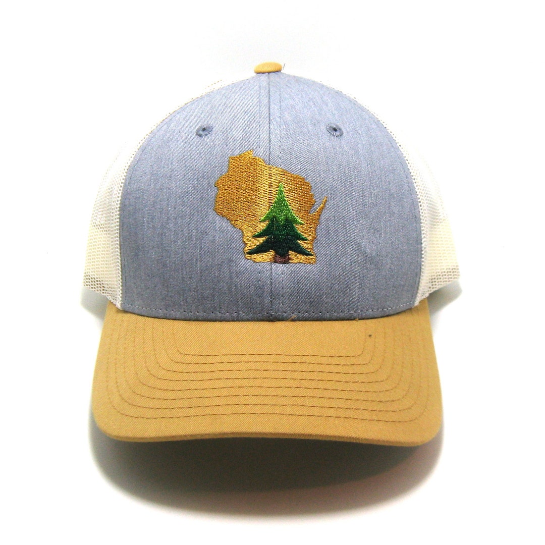 Wisconsin Trucker Hat With Pine Tree Design - Etsy