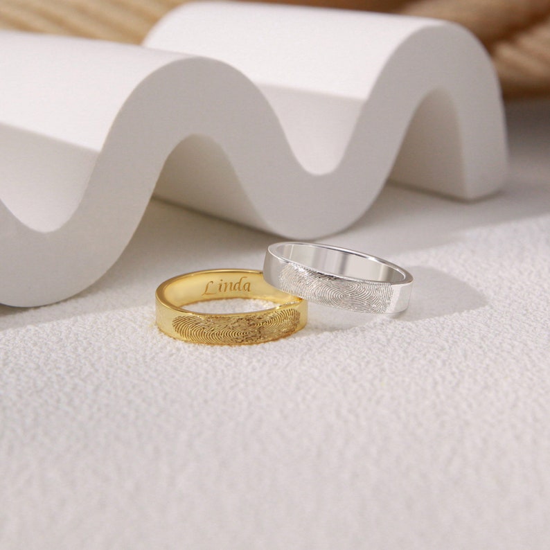 Actual Fingerprint Ring Custom Fingerprint Band Ring Promise Ring Thumb ...
