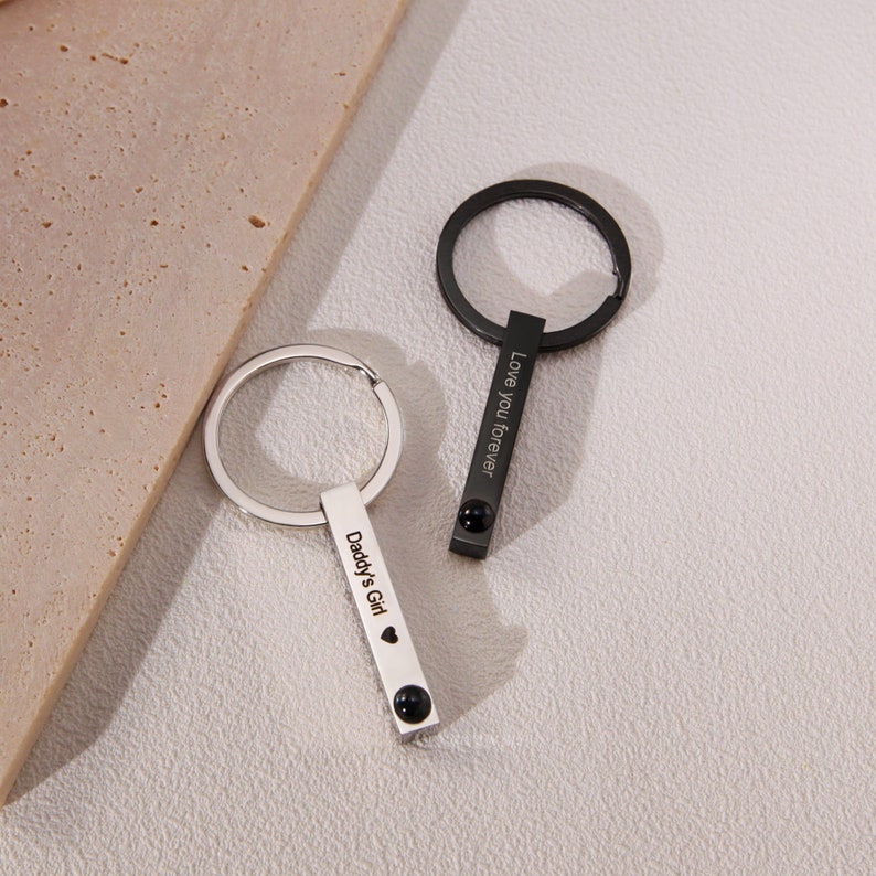 Custom Projection Engraving Keychain for Him Photo Projection Keychain ...