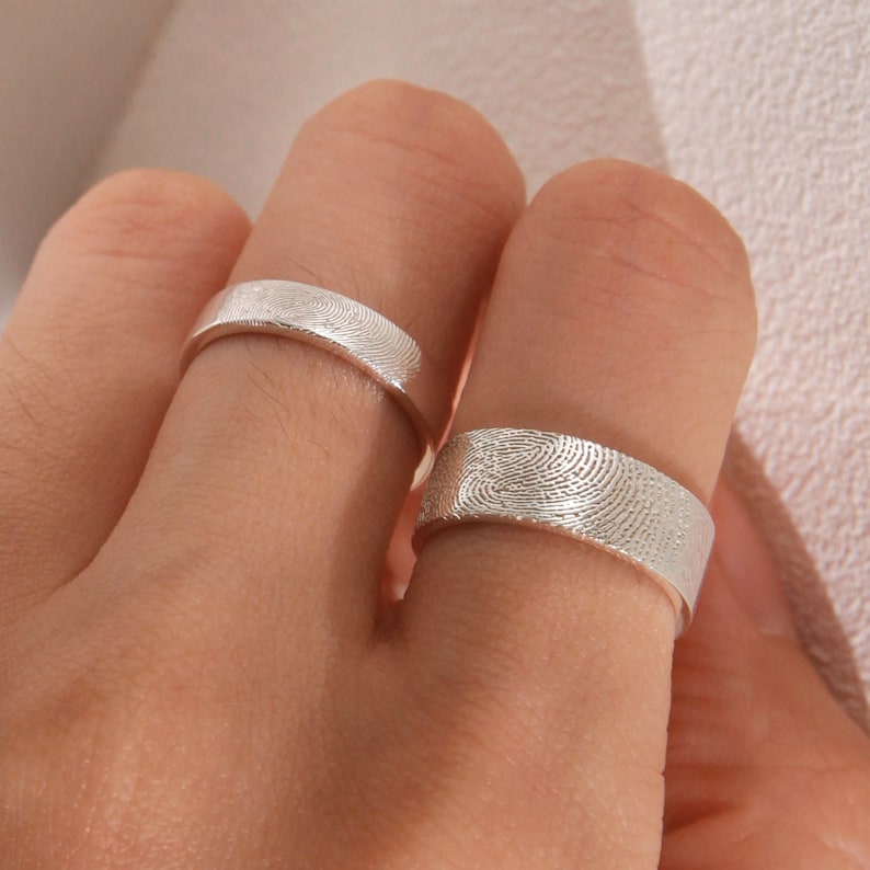 Actual Fingerprint Ring Custom Fingerprint Band Ring Promise Ring Thumb ...