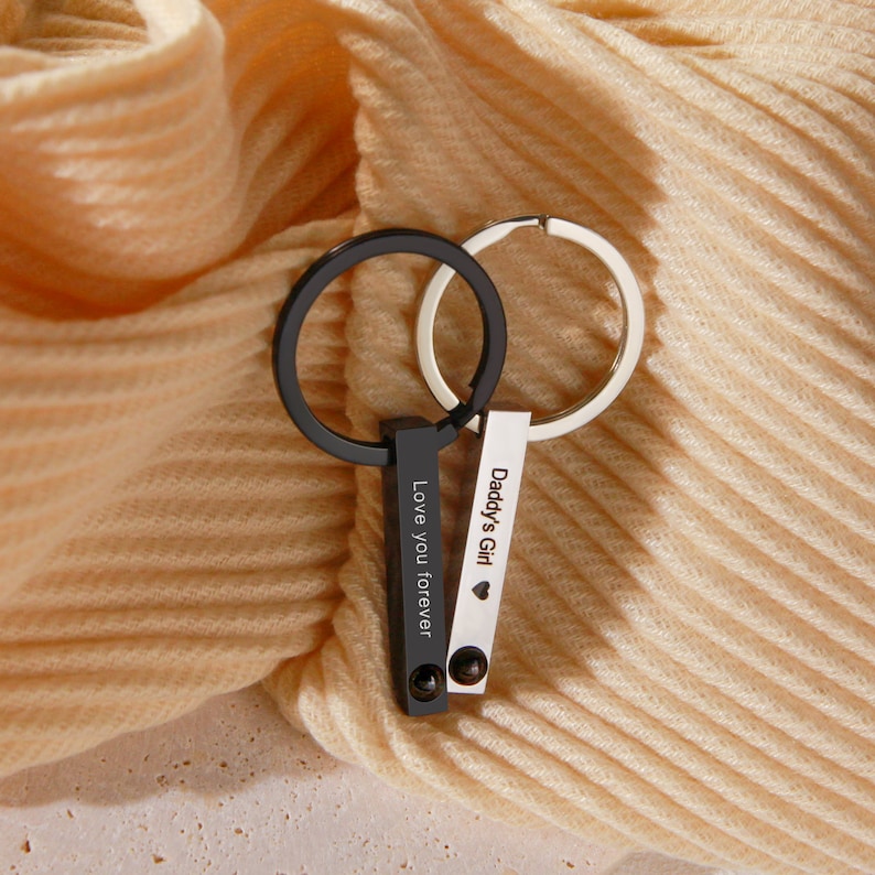 Custom Projection Engraving Keychain for Him Photo Projection Keychain ...