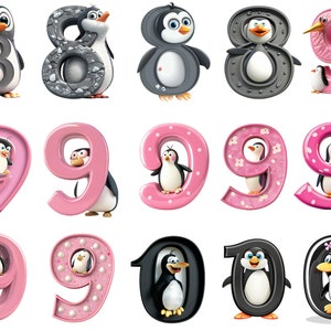 Penguin Numbers Clipart, Cute Penguin PNG, Arctic Animal Numbers, Kids ...