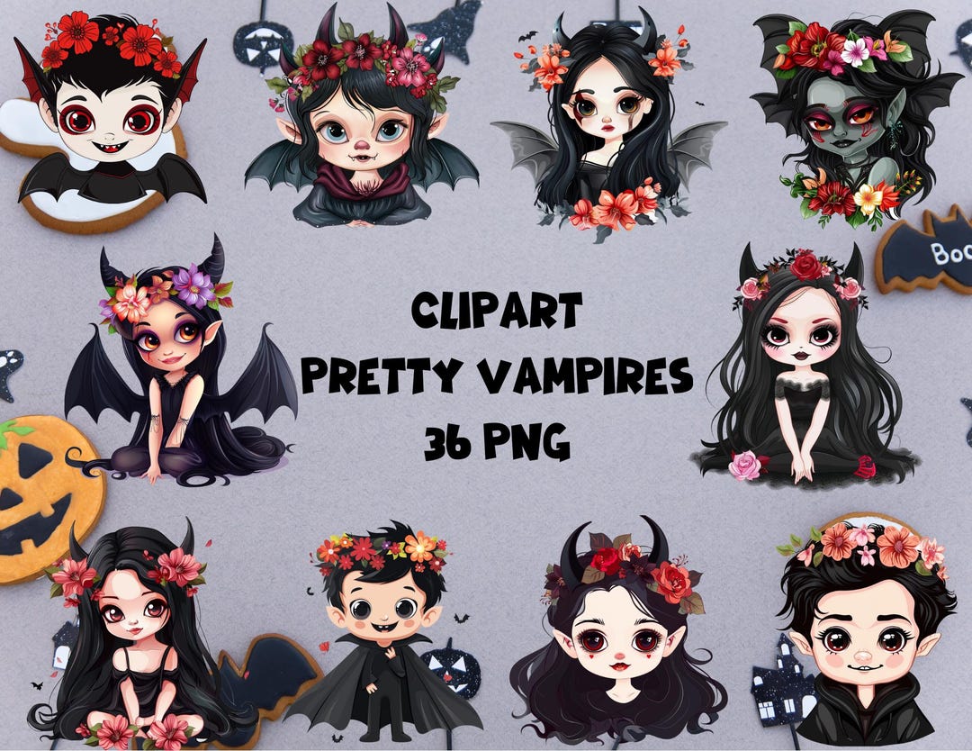 Pretty Vampires Clipart Bundle | Spooky Vampires PNG | Digital ...