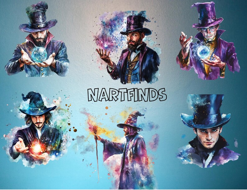 Magician Clipart Bundle | 26 PNG Amazing Magicians Design | Magicians ...