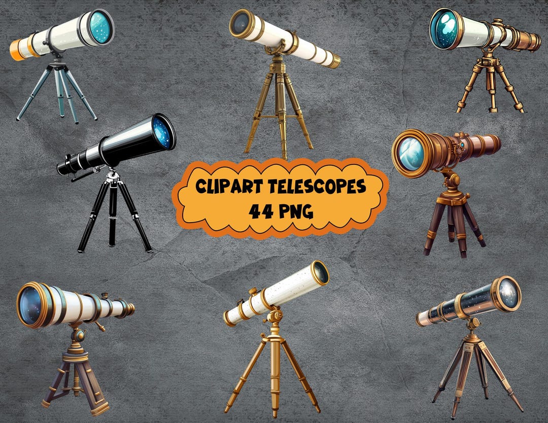 Telescope Clipart Bundle, Vintage & Modern Telescope PNG, Astronomy ...