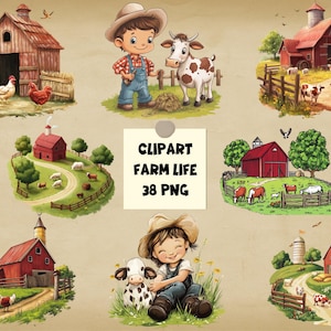 Clipart Cute Farm Life Bundle | 38 PNG Files of Barns, Countryside ...