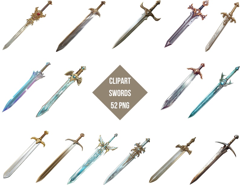Clipart Swords | Swords Decor PNG | Digital Print Swords | Transparent ...