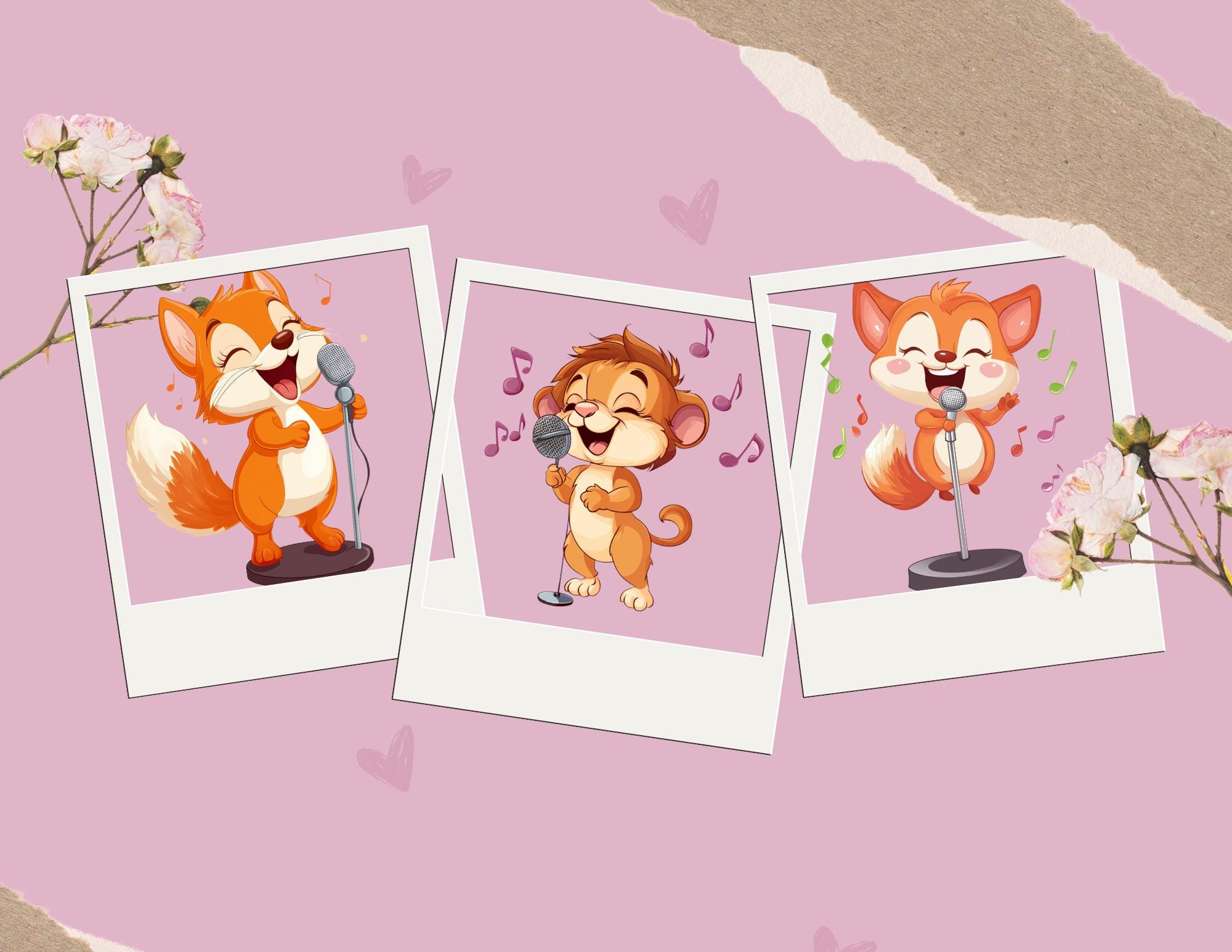 Adorable Singing Animals Clipart | Fun Clipart for Music Lovers | PNG ...