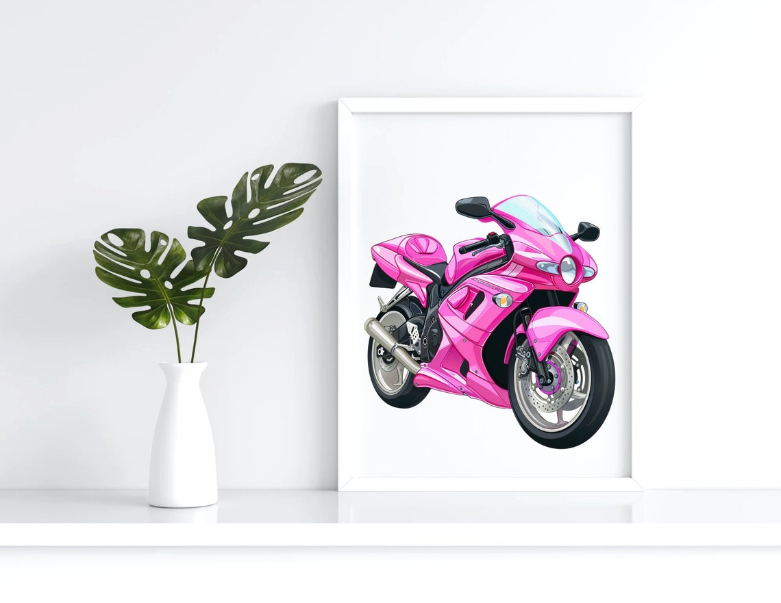 Clipart Pink Motorcycles | Pink Motorcycles PNG | Digital Print Pink ...