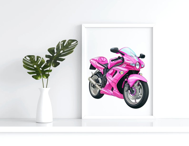 Clipart Pink Motorcycles | Pink Motorcycles PNG | Digital Print Pink ...