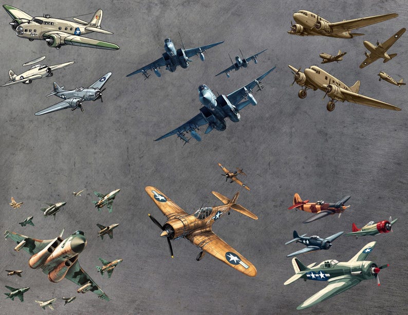 Military Airplanes Clipart | Army Airplanes 60 PNG | Digital Print ...