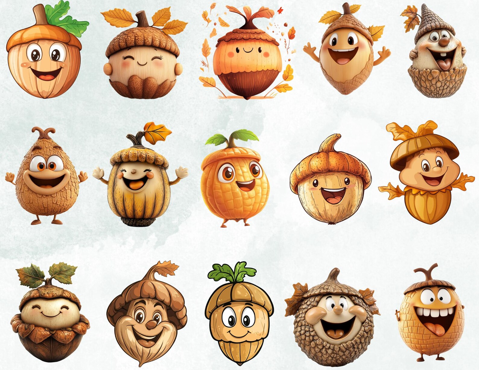 Funny Acorn Clipart | Cartoon 42 PNG Illustrations (commercial Use ...