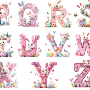 Easter Bunny Alphabet Clipart: Spring Letter Set (PNG, Commercial Use ...