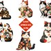 Clipart Japanese Cats | Japanese Cats PNG | Digital Print Japanese Cats ...