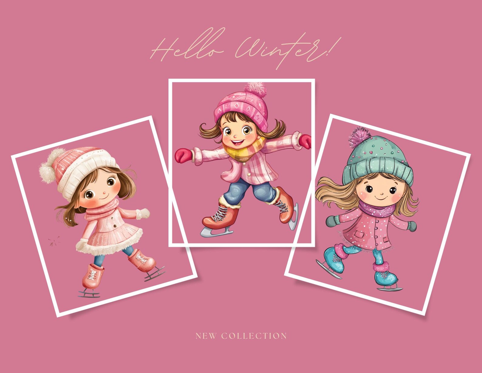 Clipart Winter Ice Skating | Kids Having Fun on Ice | 45 PNG | Cute ...