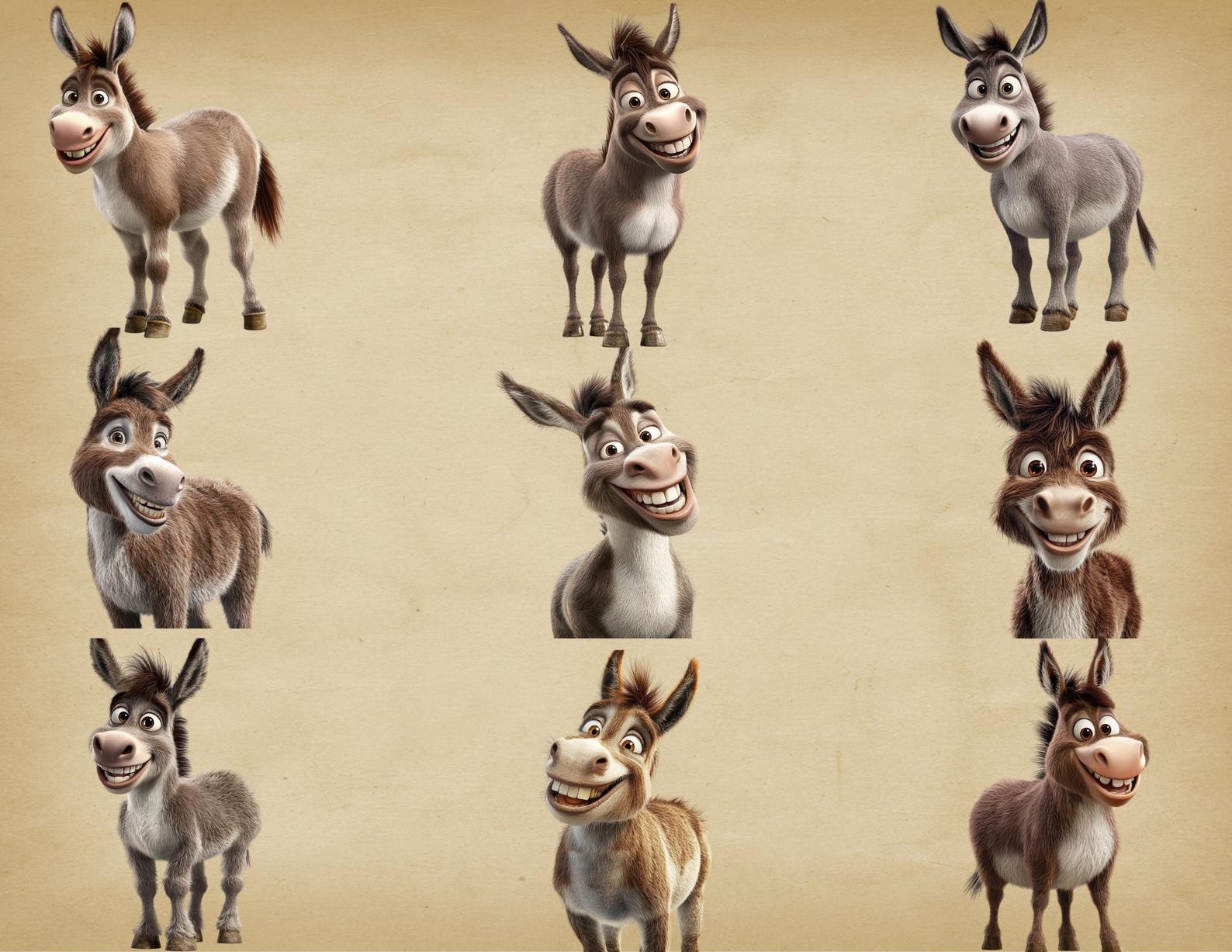 Funny Donkey Clipart, Cute Donkey PNG, Digital Donkey, Farm Animal ...