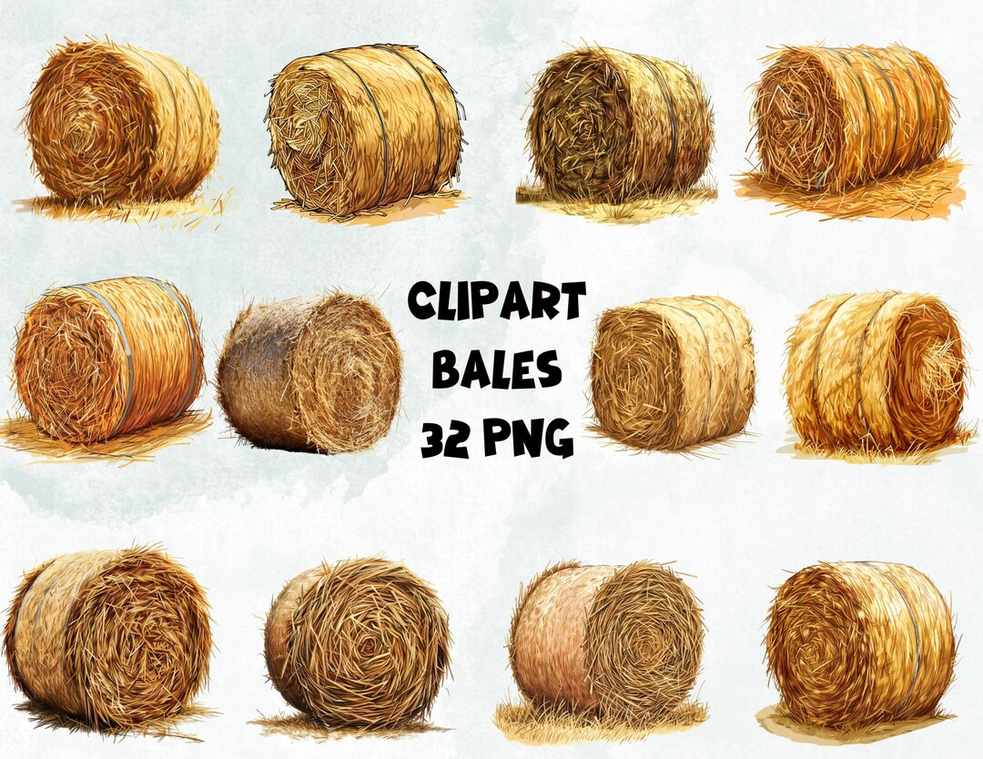 Clipart Hay Bales Bundle | 32 PNG Files | Rustic Farm Decor ...
