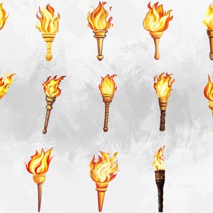 Torches Clipart Collection | 50 Pngs | Ideal for Adventure and Fantasy ...