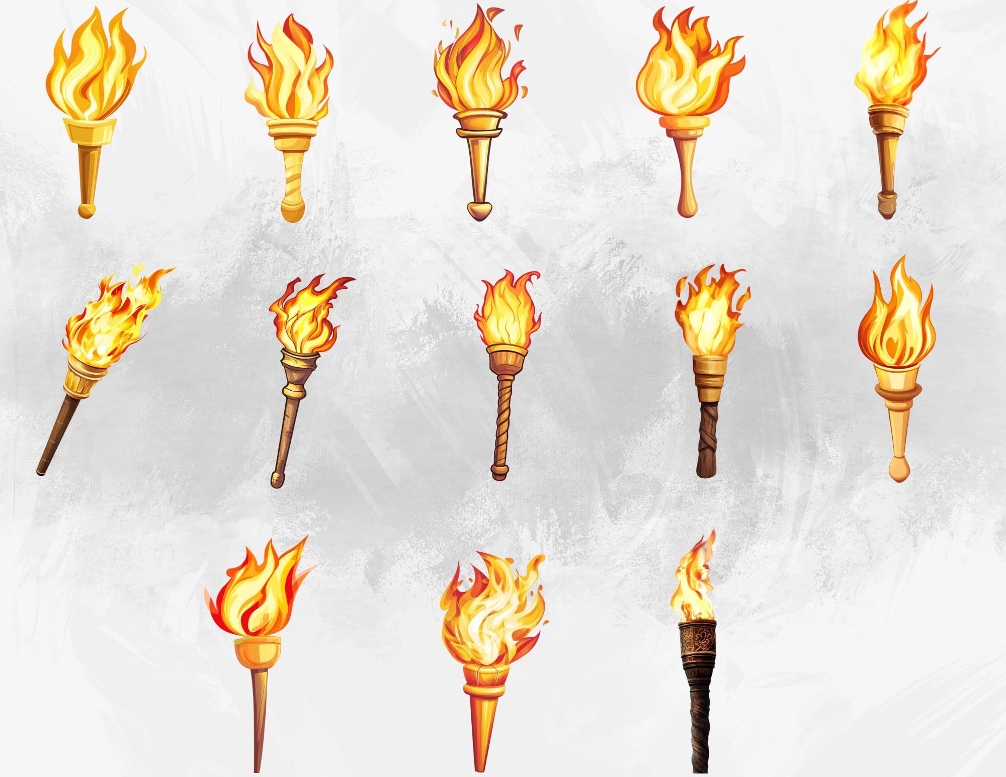 Torches Clipart Collection | 50 Pngs | Ideal for Adventure and Fantasy ...