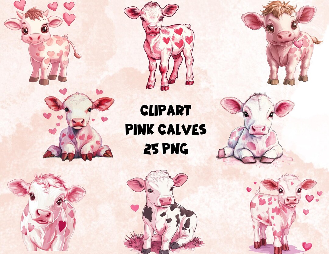 Clipart Pink Calves | Cute Calves PNG | Digital Print Cute Decor ...