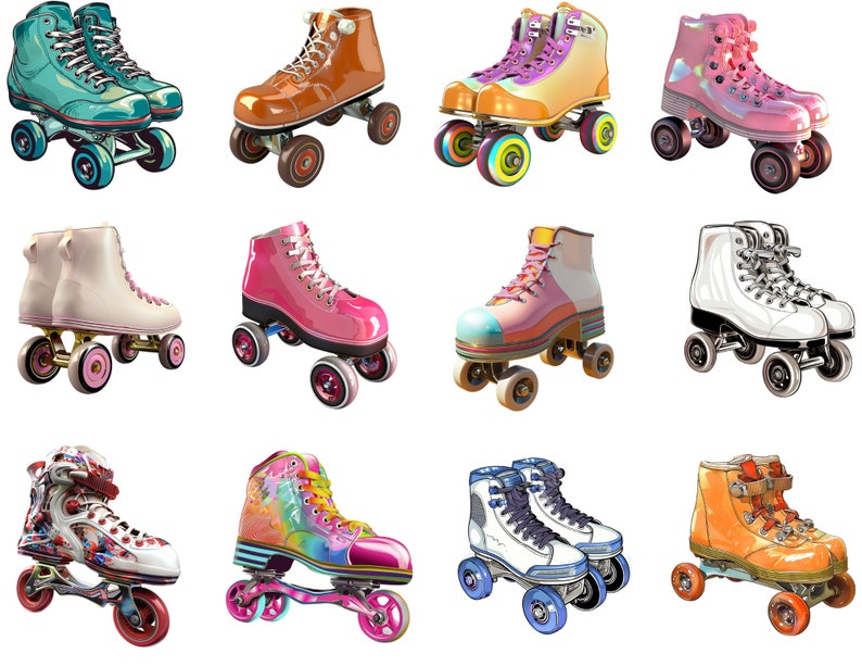 Roller Skates Clipart | Decorative Roller Skate Decor PNG | Digital ...