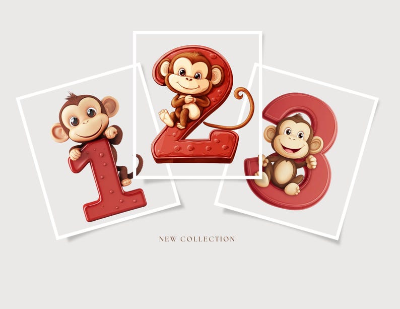 Clipart Monkey Numbers | Red Numbers With Monkeys | Perfect for Kids ...