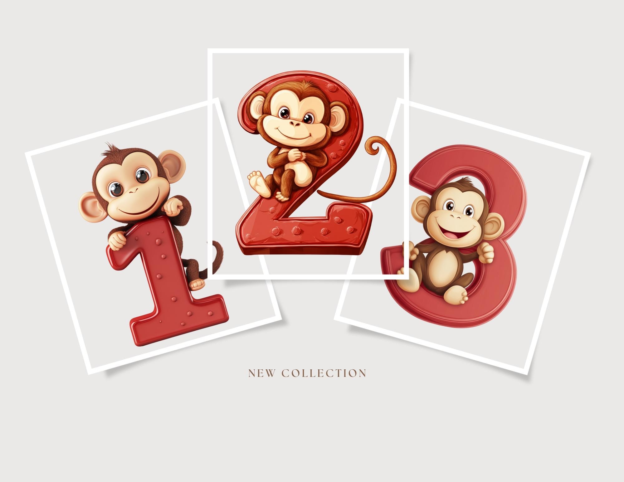 Clipart Monkey Numbers | Red Numbers With Monkeys | Perfect for Kids ...