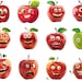 Funny Cartoon Apples Clipart | Playful PNG Illustrations (instant ...