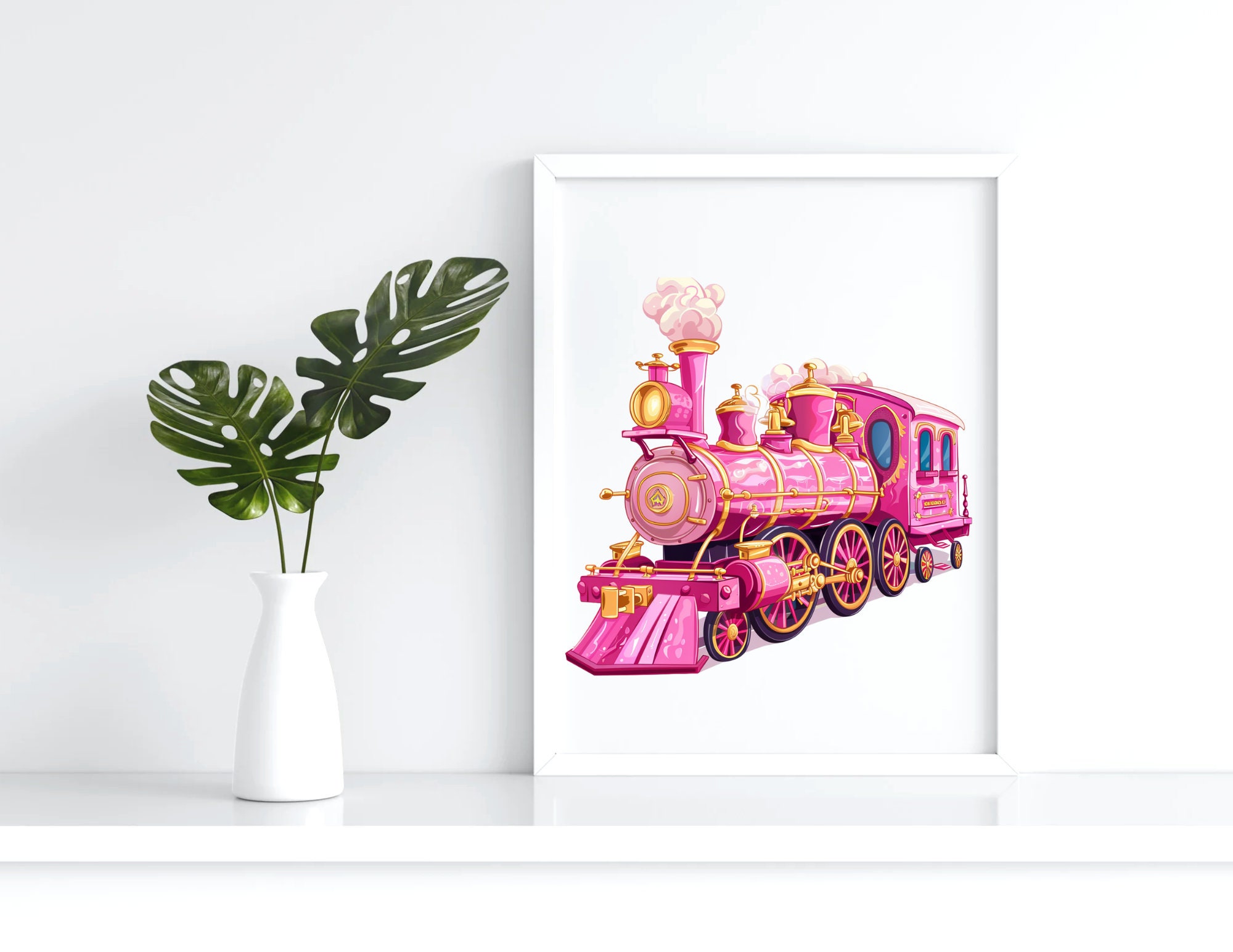 Clipart Pretty Trains | Cute Trains PNG | Digital Print Trains Decor ...