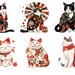 Clipart Japanese Cats | Japanese Cats PNG | Digital Print Japanese Cats ...