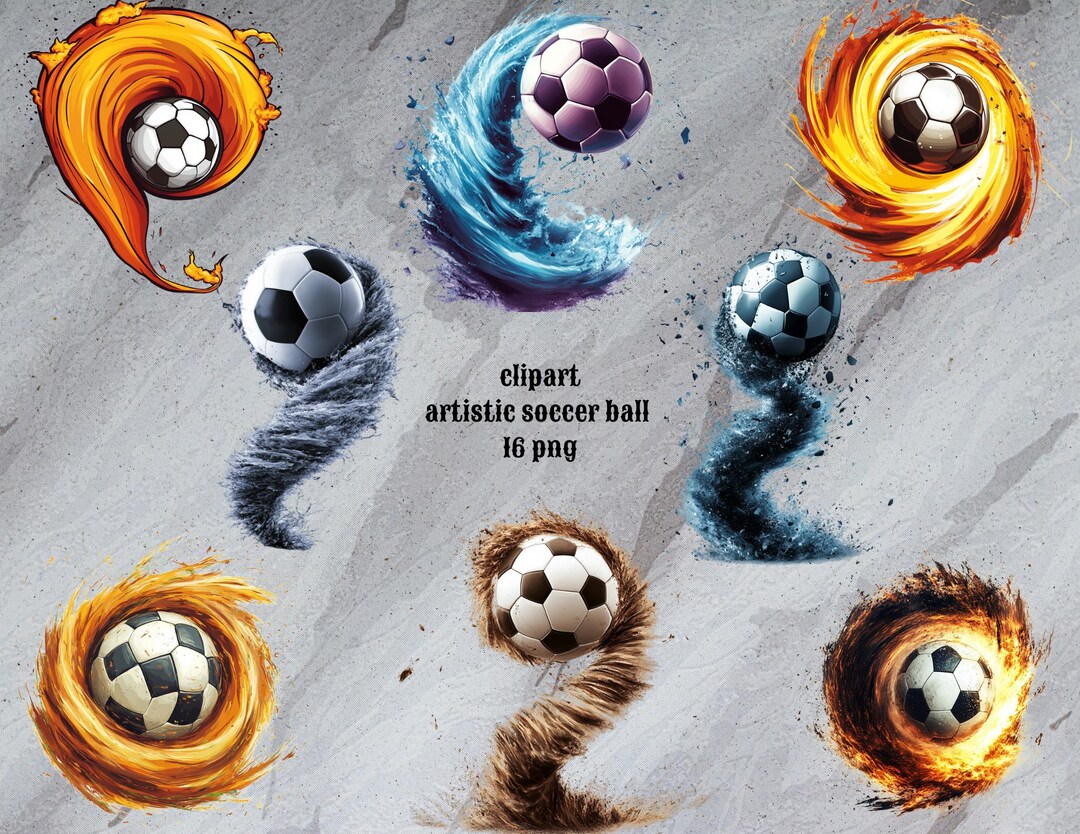 Elemental Soccer Ball Clipart: Fire & Water PNG (commercial Use) - Etsy