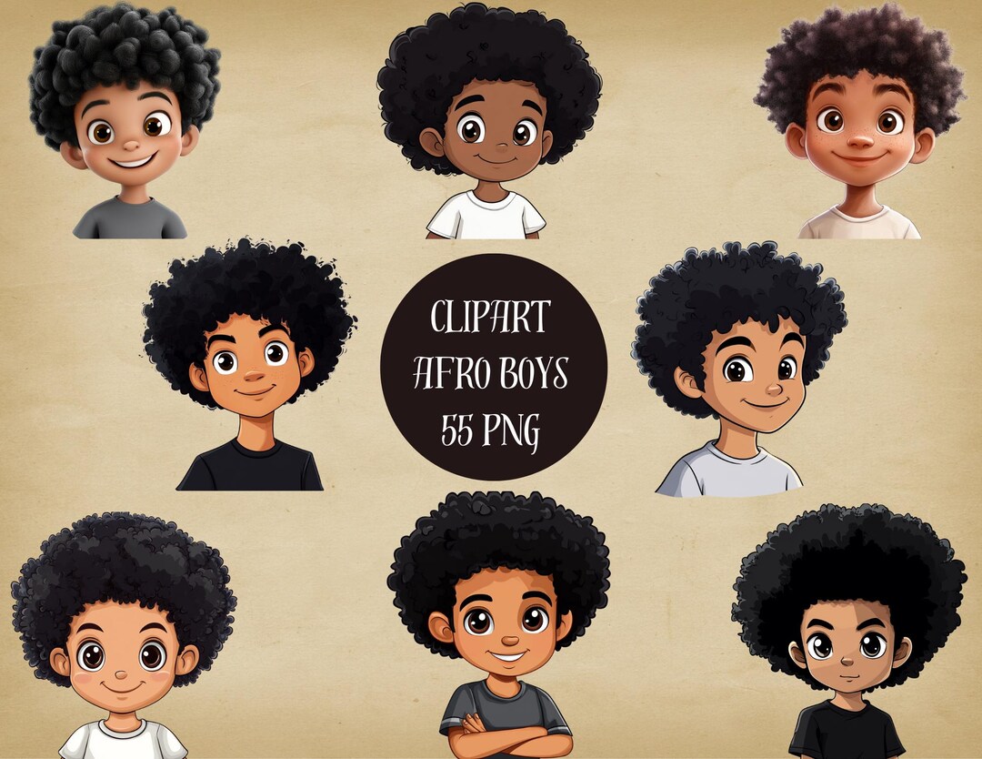 Clipart Pretty Boys With Afro Hair | 55 PNG of Pretty Design | Digital ...