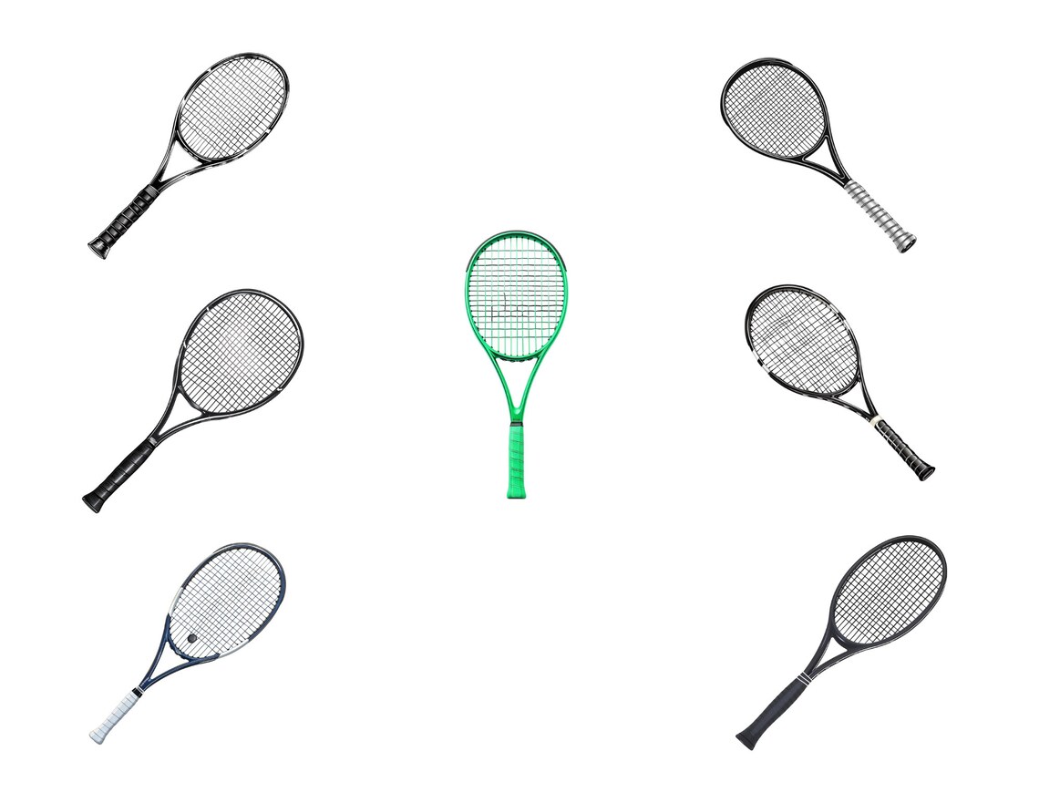 Tennis Rackets Clipart | Stylish Tennis Racket Illustrations | Digital ...