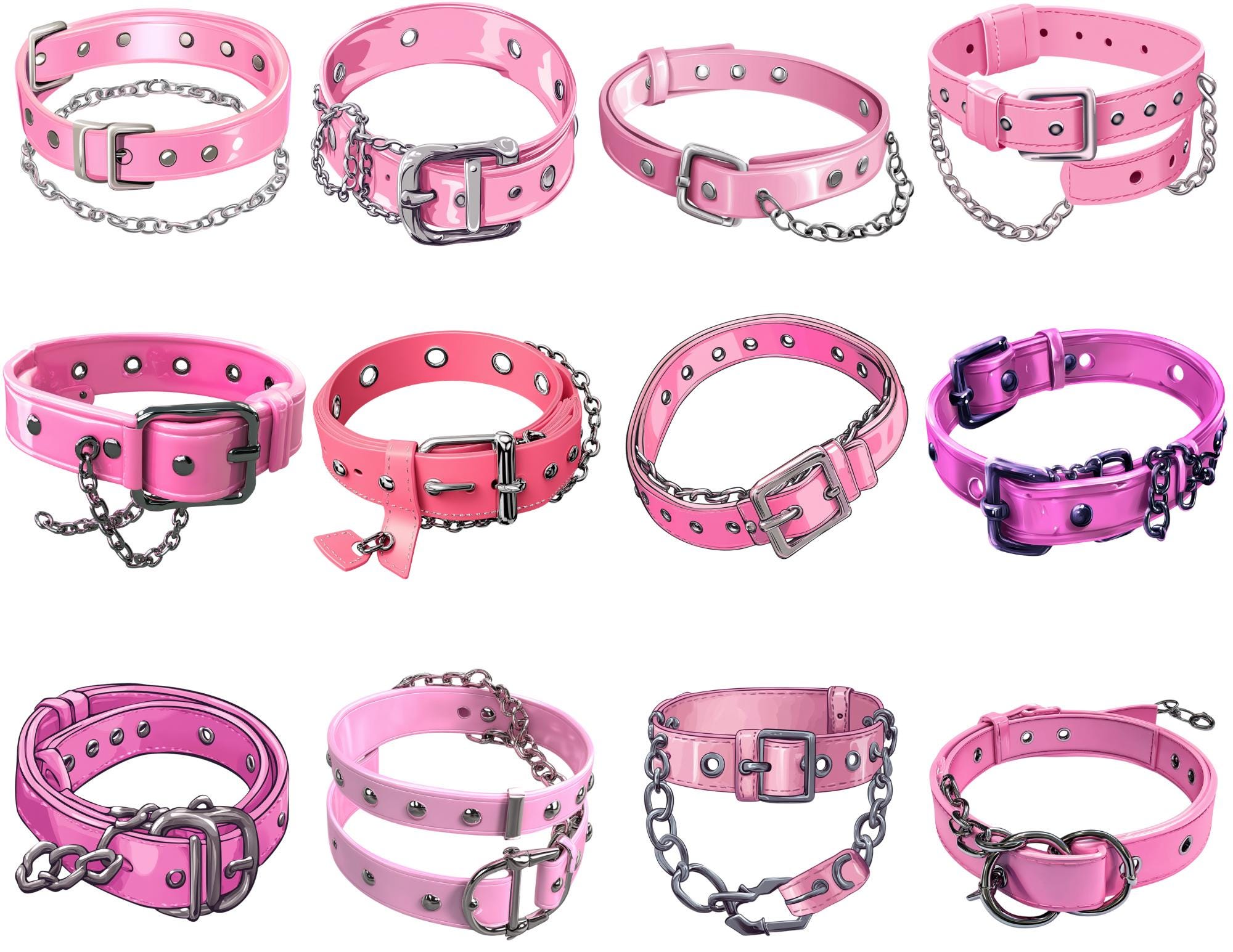 Pink Belt Clipart Bundle, Pink Leather Belt PNG, Edgy Fashion ...