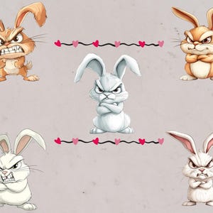 Angry Bunny Clipart Bundle: Grumpy Rabbit Pngs (commercial Use) - Etsy