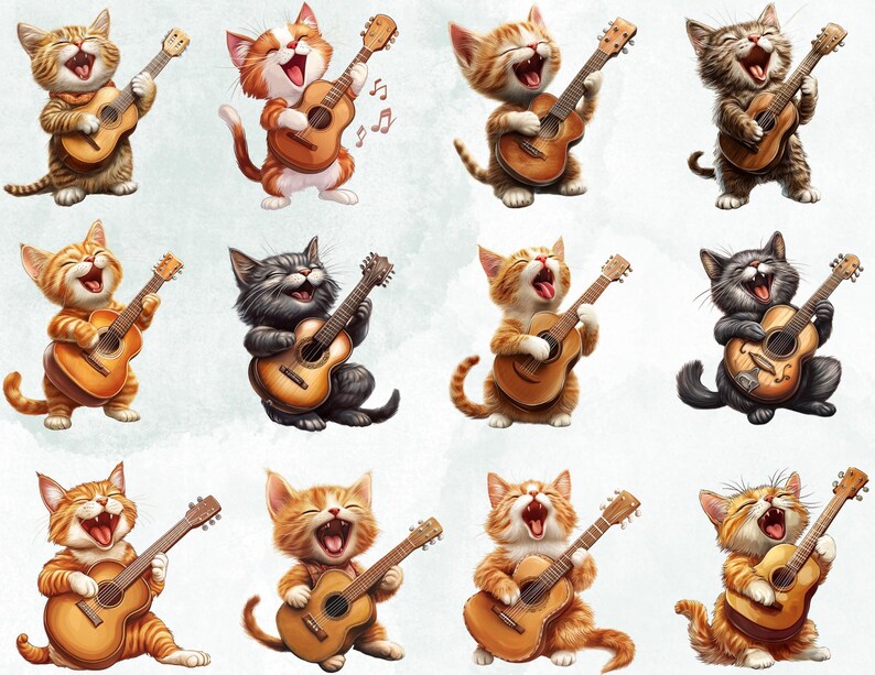 Clipart Cats With Guitars | Funny Cats 64 PNG | Ideal for Projects and ...