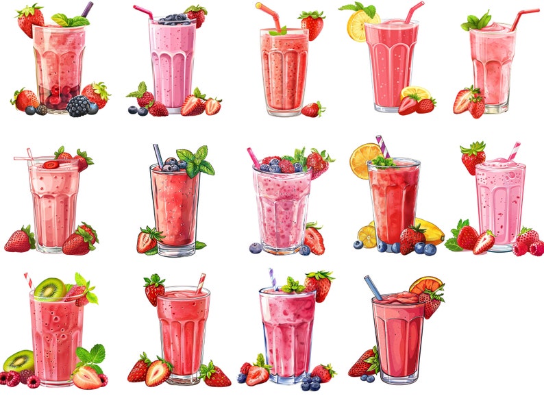 Clipart Smoothies Smoothies PNG Digital Print Smoothies - Etsy