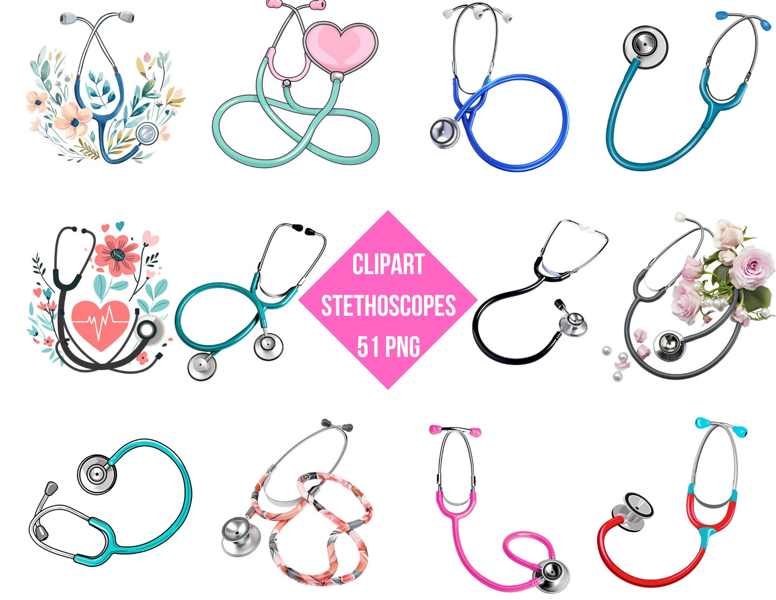 Clipart Stethoscopes | Stethoscopes PNG | Digital Print Stethoscopes ...