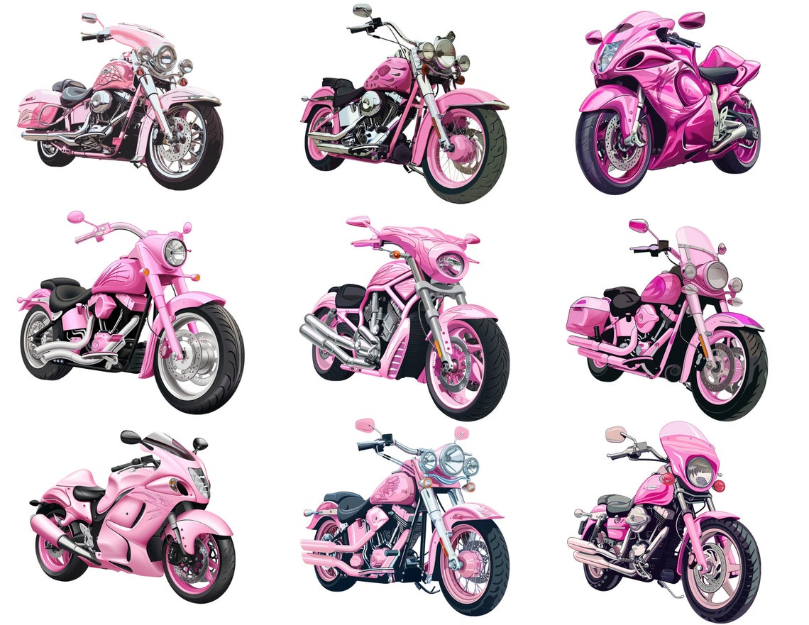 Clipart Pink Motorcycles | Pink Motorcycles PNG | Digital Print Pink ...