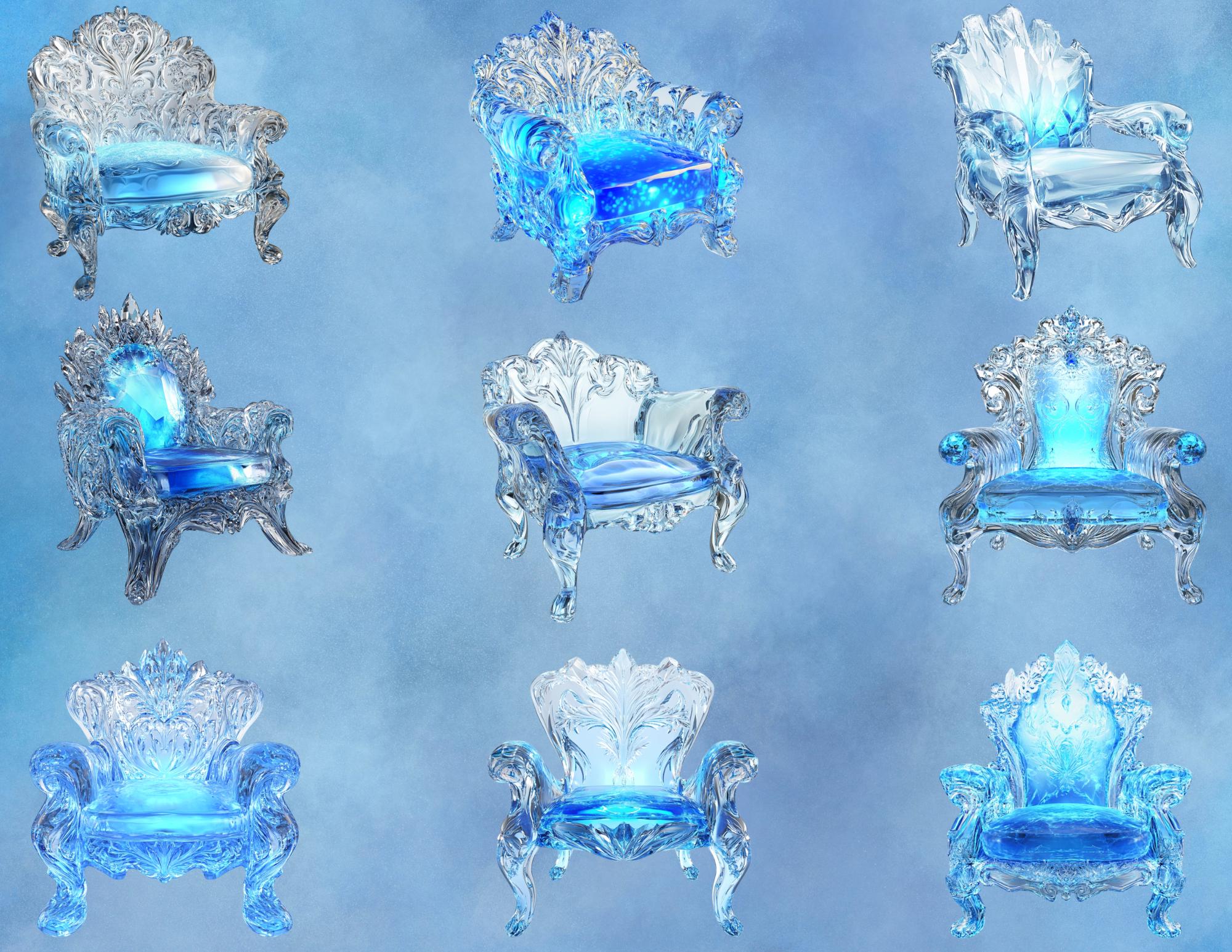 Ice Throne Clipart, Frozen Crystal Chair PNG, Fantasy Winter Seat ...
