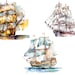 Vintage Ships Clipart Set Illustrations of Classic Sailing Vessels ...