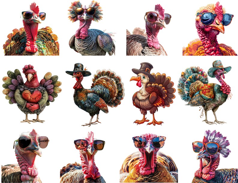 Clipart Funny Turkeys Funny Turkeys PNG Digital Print Funny Turkeys ...