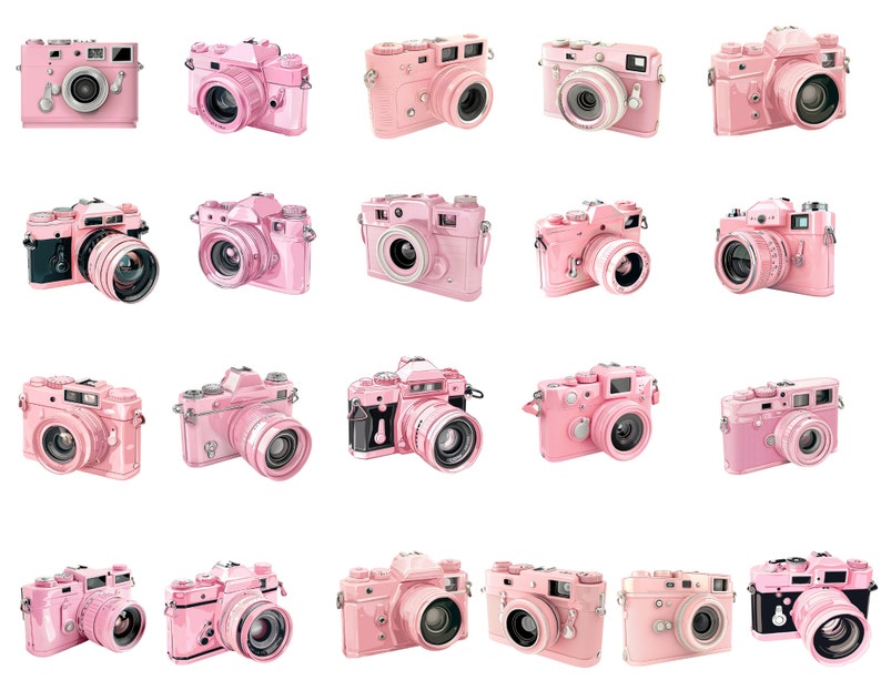 Pink Camera Clipart Bundle | 67 PNG Modern Cameras | Instant Download ...