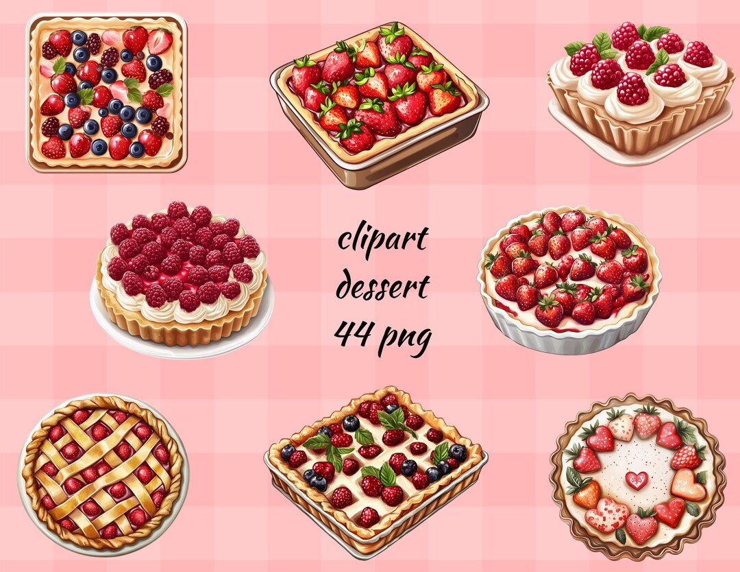 Dessert Clipart Bundle, Tart Clip Art, Cake PNG, Delicious Decor ...